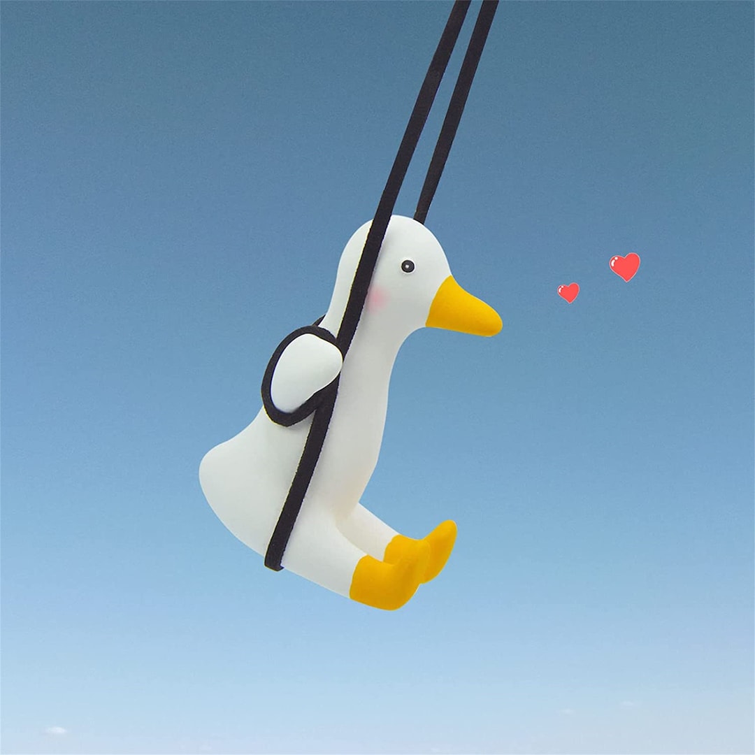 Cute Swing Duck Car Rear View Mirror Hanging With Swim Ring, Interior ...