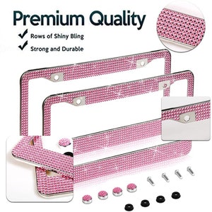 2 Pack Barbie Pink Crystal Bling License Plate Frames With Screw Cap ...