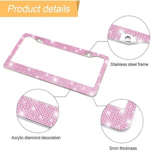 2 Pack Barbie Pink Crystal Bling License Plate Frames With Screw Cap ...