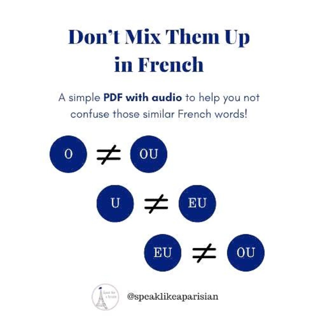 Don't Mix Them up in French PDF With Audio, French Language Learning to ...