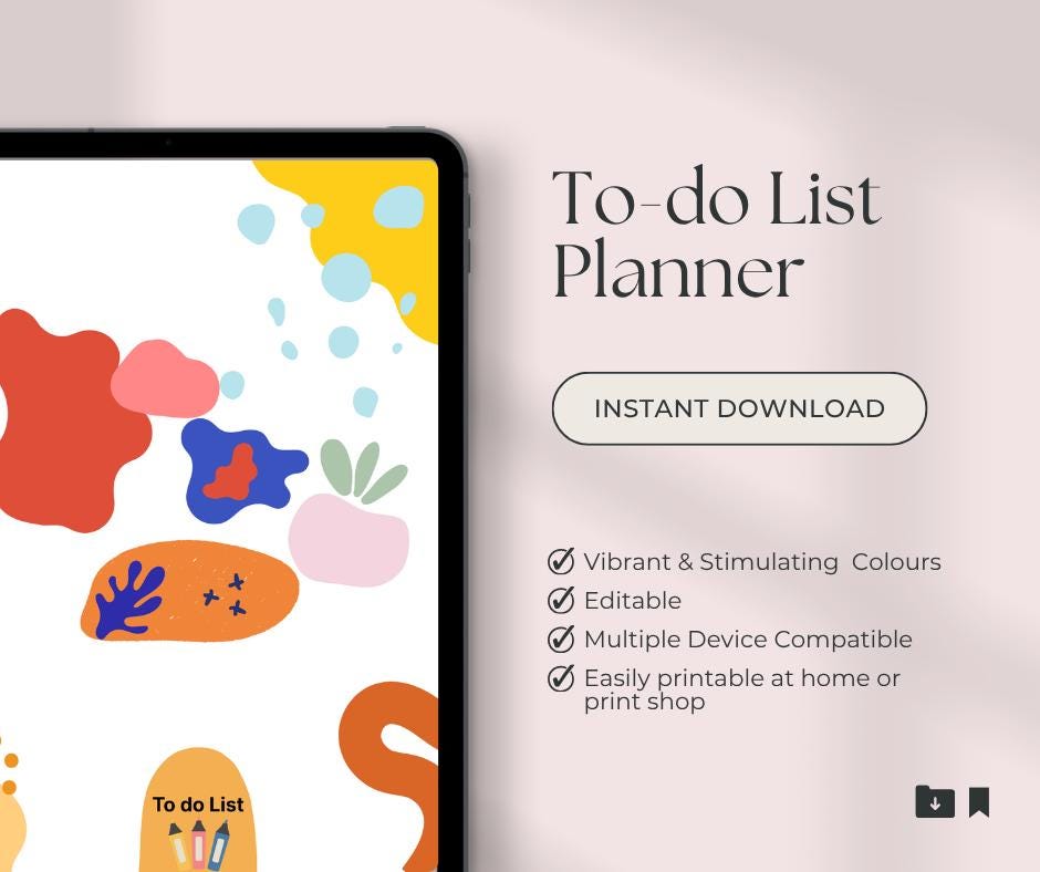 ADHD Friendly Daily Planner, Vibrant To-do List & Schedule, Digital ...