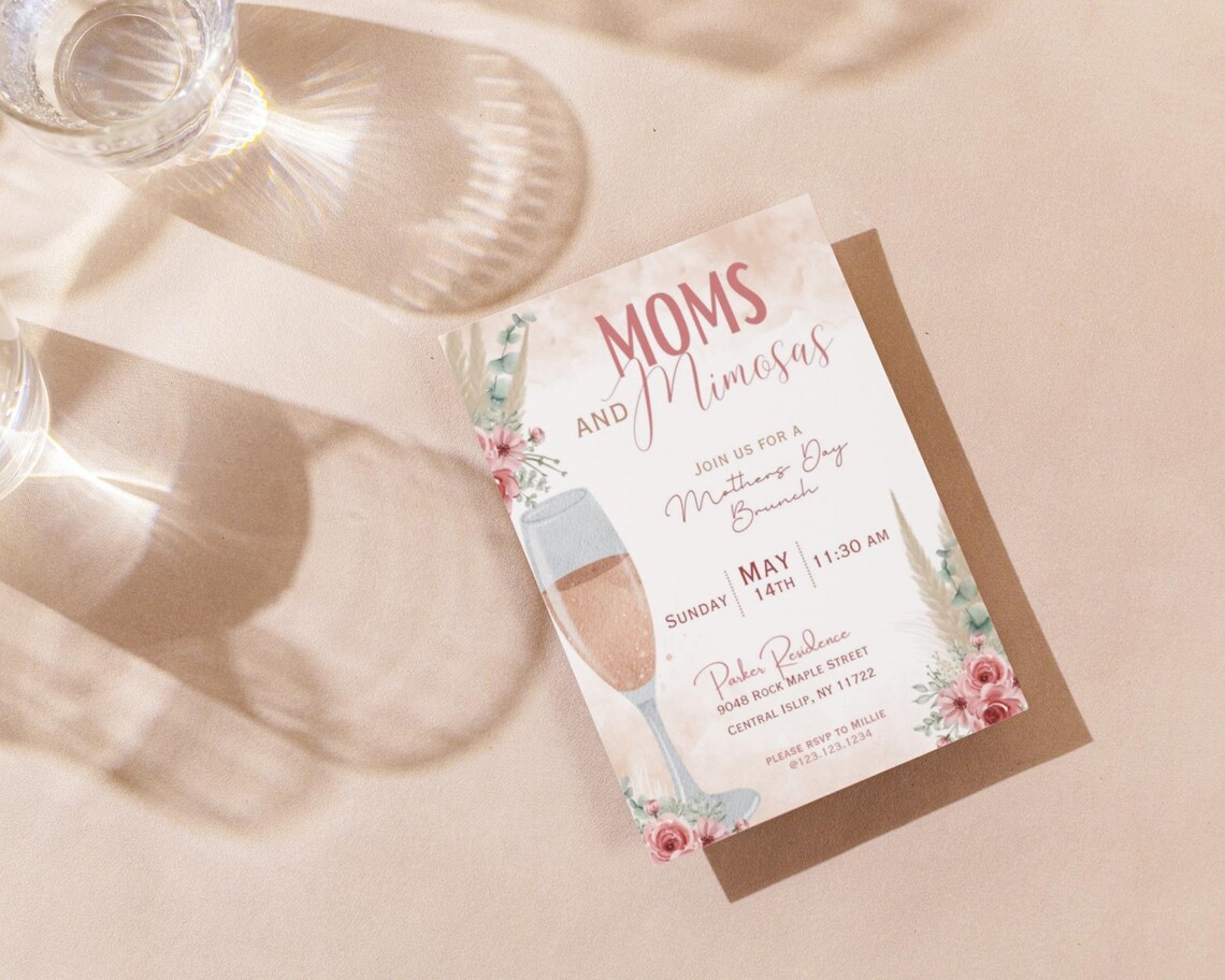 Moms and Mimosas Digital Invitation Template- Mother's Day Brunch ...