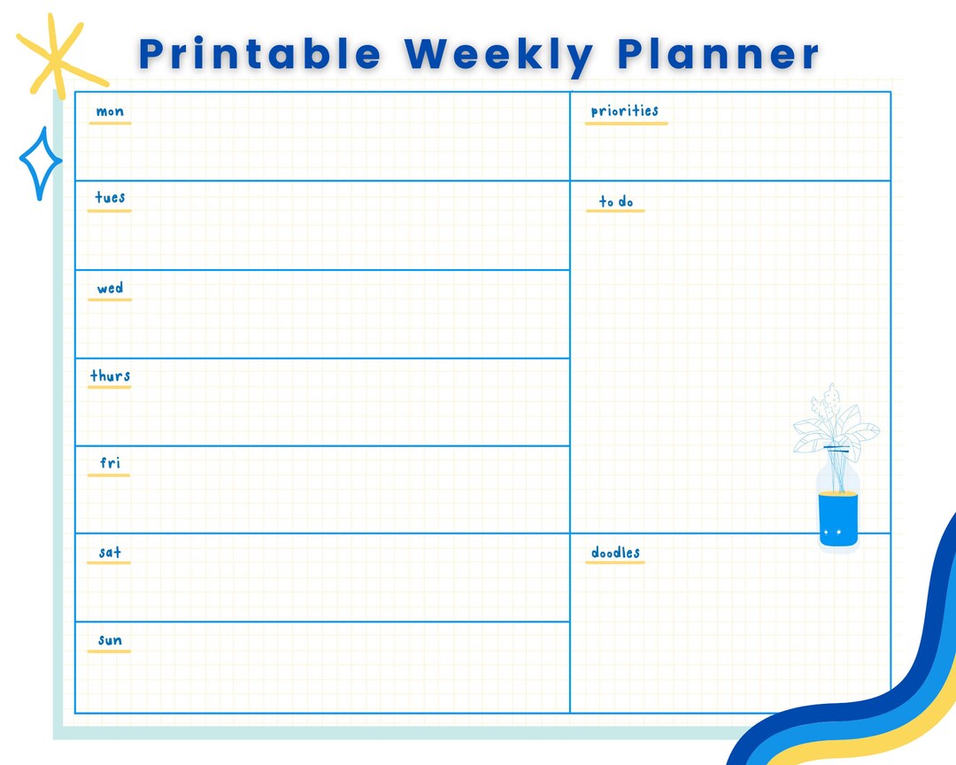 Weekly Planner Printable PDF Digital Download Undated Digital Planner ...