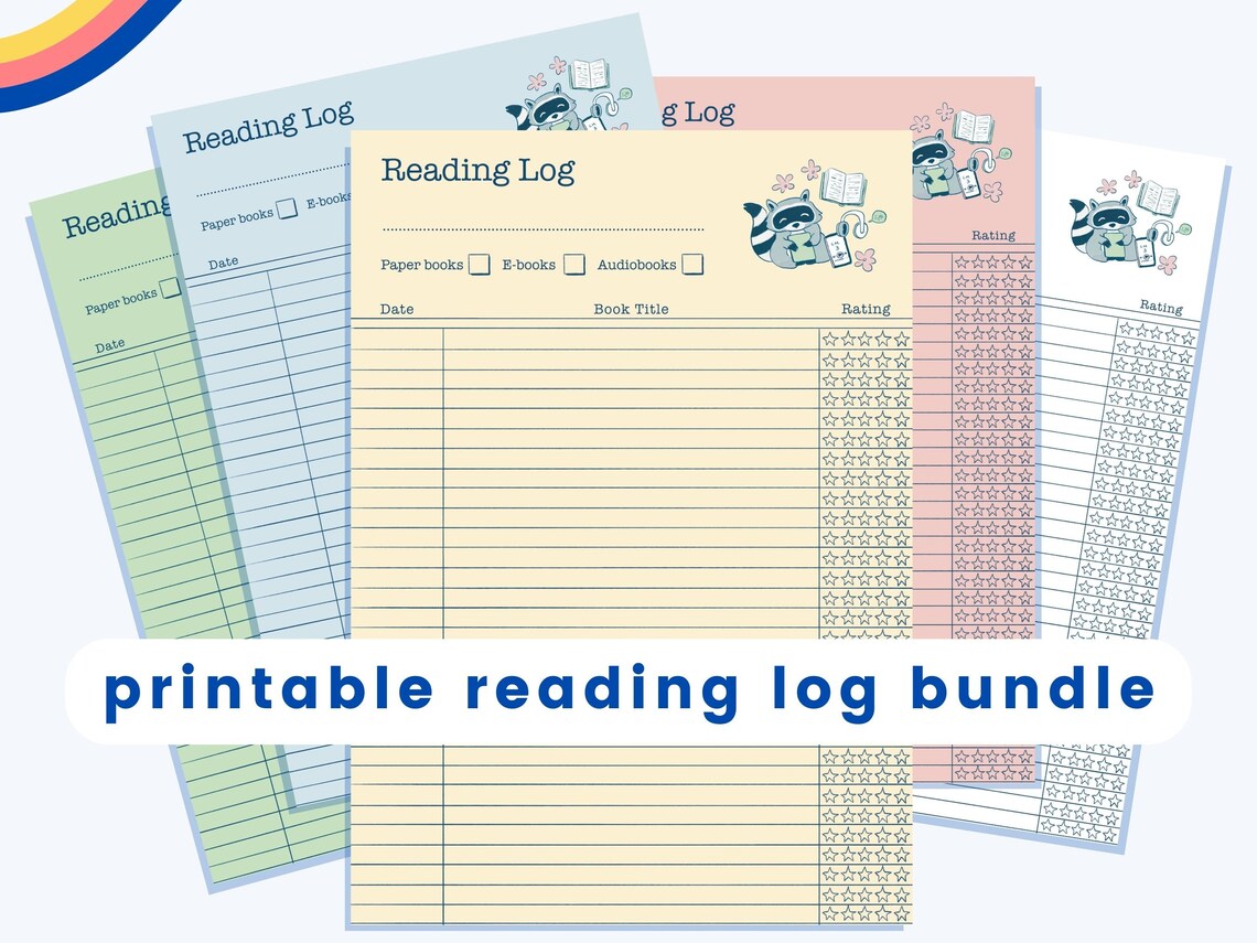 Cute Reading Log Bundle ~ Reading Raccoon ~ Digital Download ...