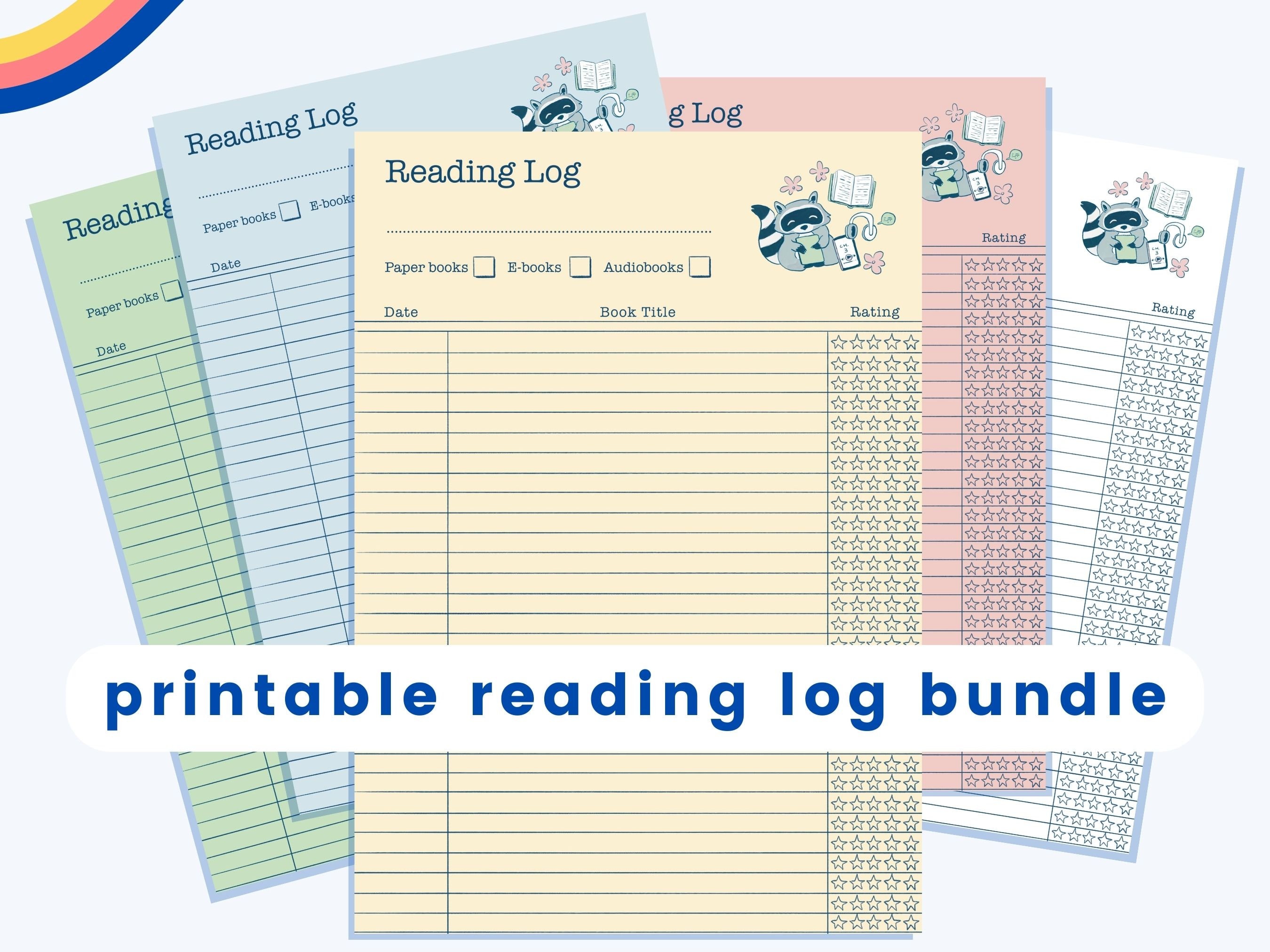 Cute Reading Log Bundle ~ Reading Raccoon ~ Digital Download ...
