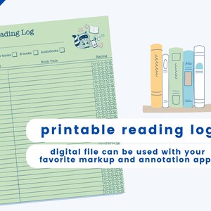 Cute Green Reading Log Template ~ Reading Raccoon ~ Digital Download ...