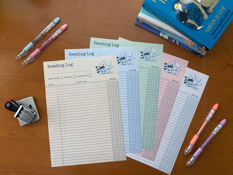 Cute Reading Log Template ~ Reading Raccoon ~ Digital Download ...