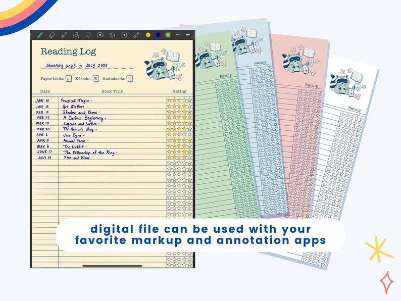 Cute Reading Log Bundle ~ Reading Raccoon ~ Digital Download ...