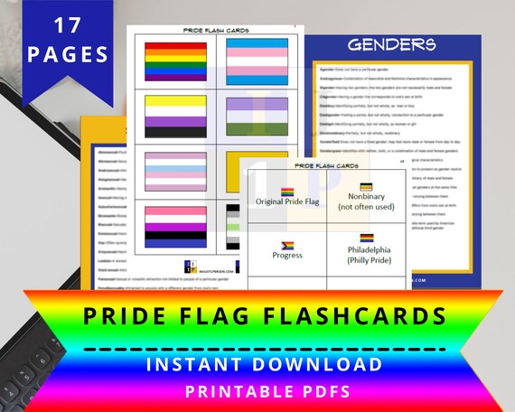 A4 Downloadable Pride Flag Flashcards Download Printable - Etsy