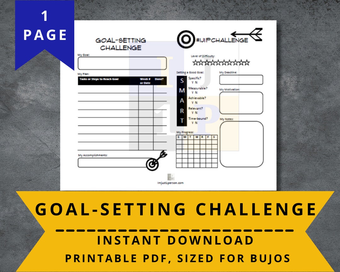 A4 Downloadable Goal Worksheet - Set Your Own Challenge - Goal-setting ...