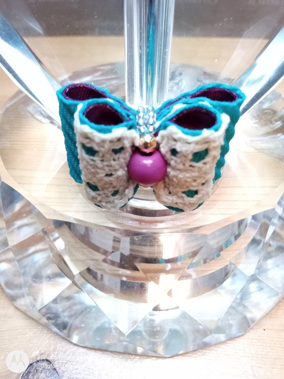 PURPLE CROCHET Dog Hair Bow, Dogform Bows, Wood Boho Summer Dog Bows ...