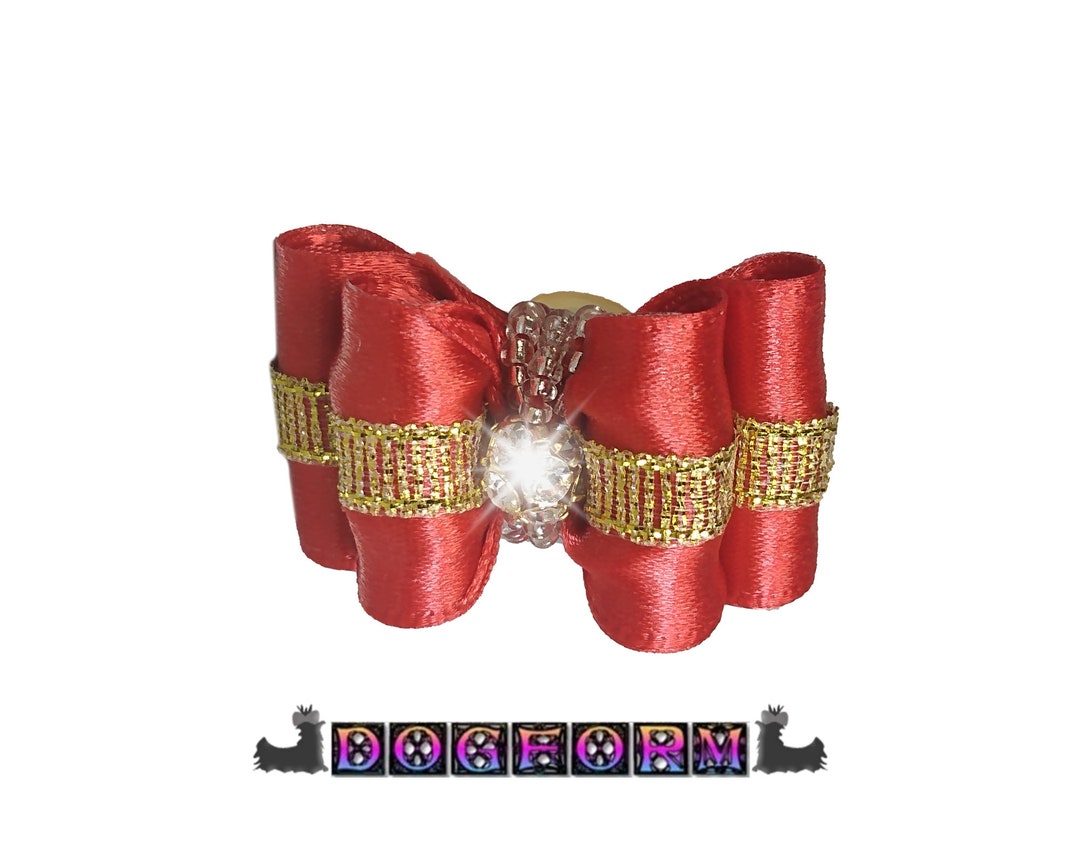 BANDED GOLD FLARE Show Bows for Dogs, Dogform 5/8 or 7/8 Yorkie Show ...