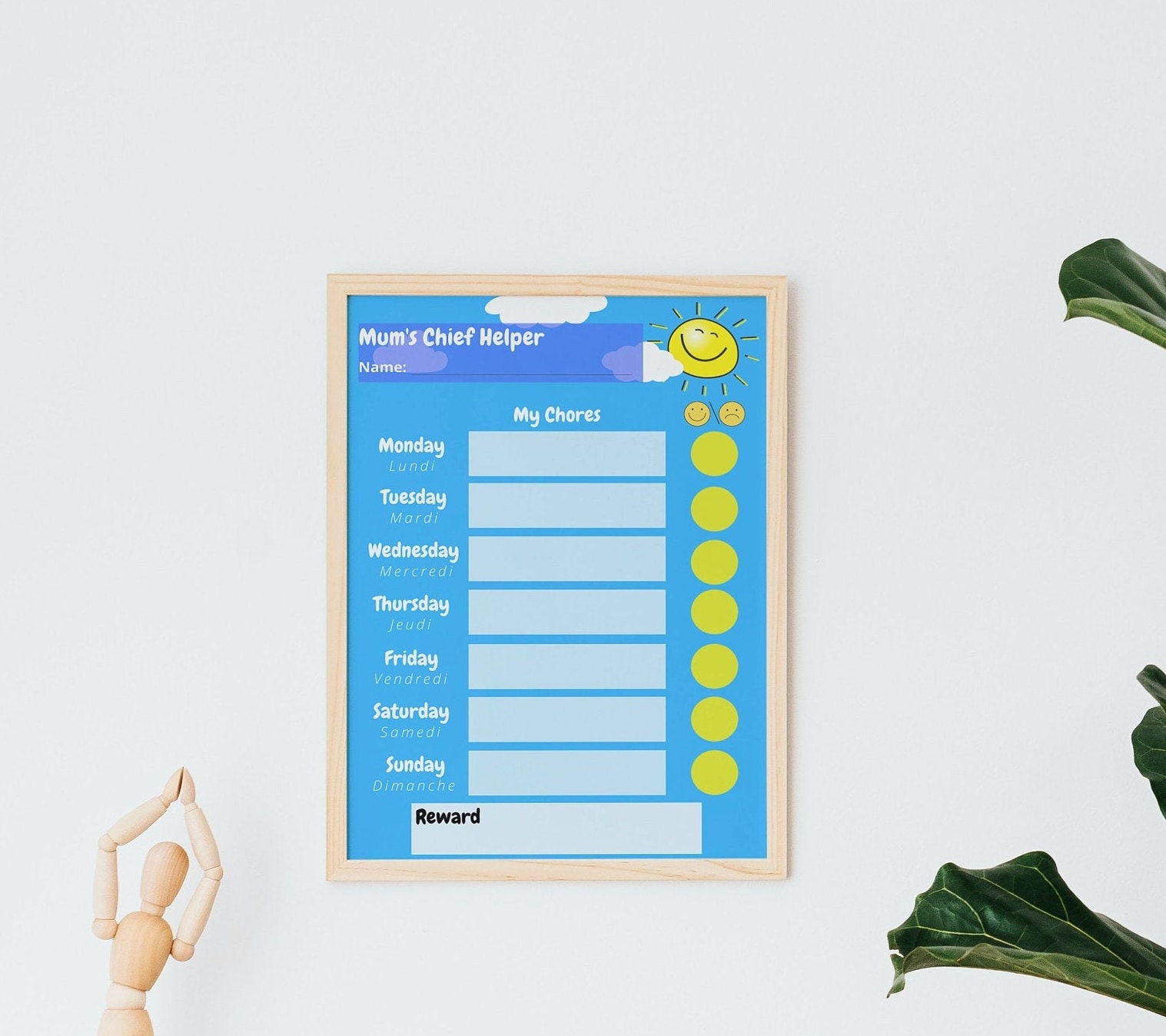 Instant Download 'blue Sky' Chore List, Printable Chores Chart, Chore ...