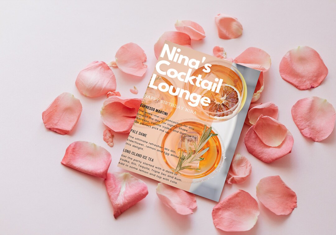 Printable Personalized Cocktails Menu, Menu Cardeditable 'lounge ...