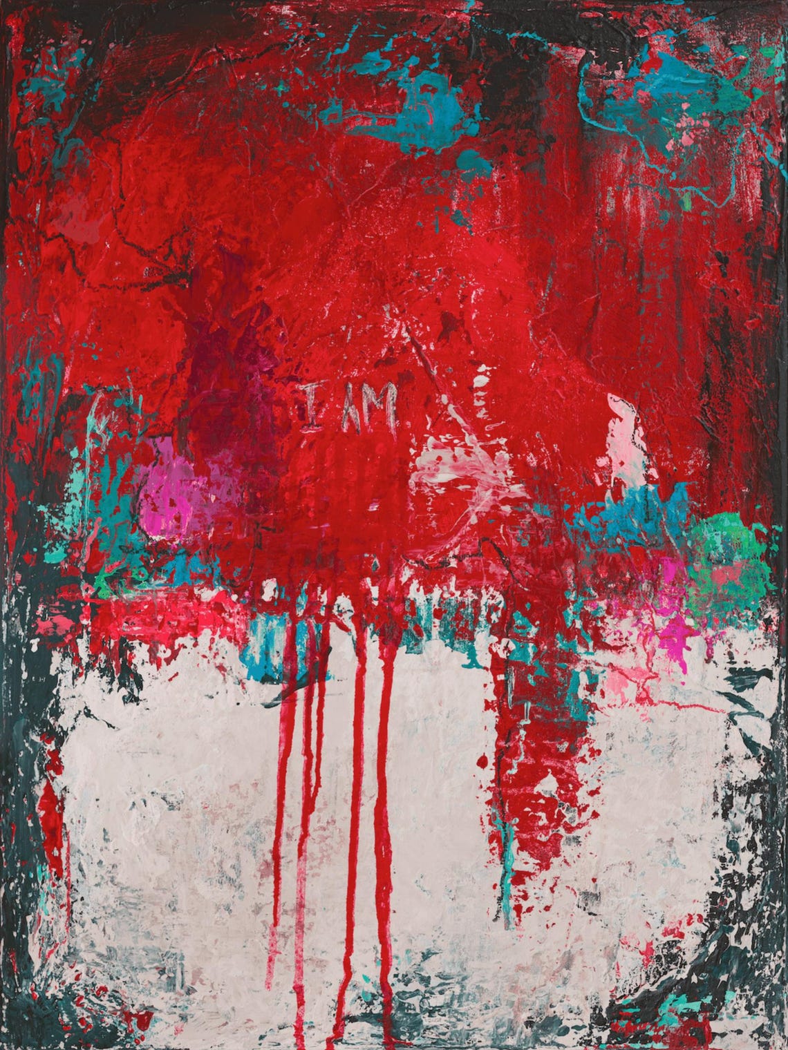 I Am, Acrylic, Red Abstract Painting, Original Print, One of a Kind ...