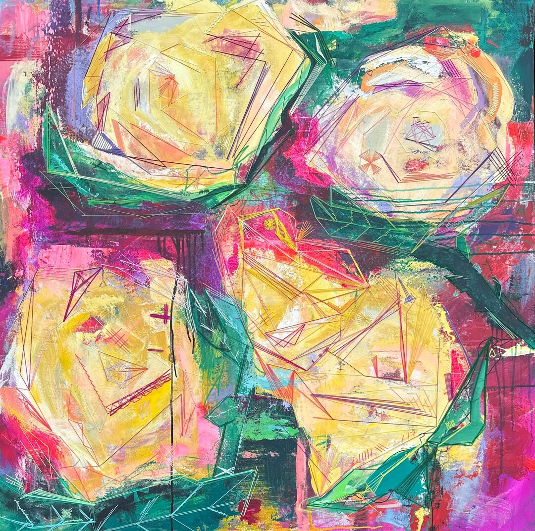 Concealed, Bright Abstract Painting, Original Print, One of a Kind ...