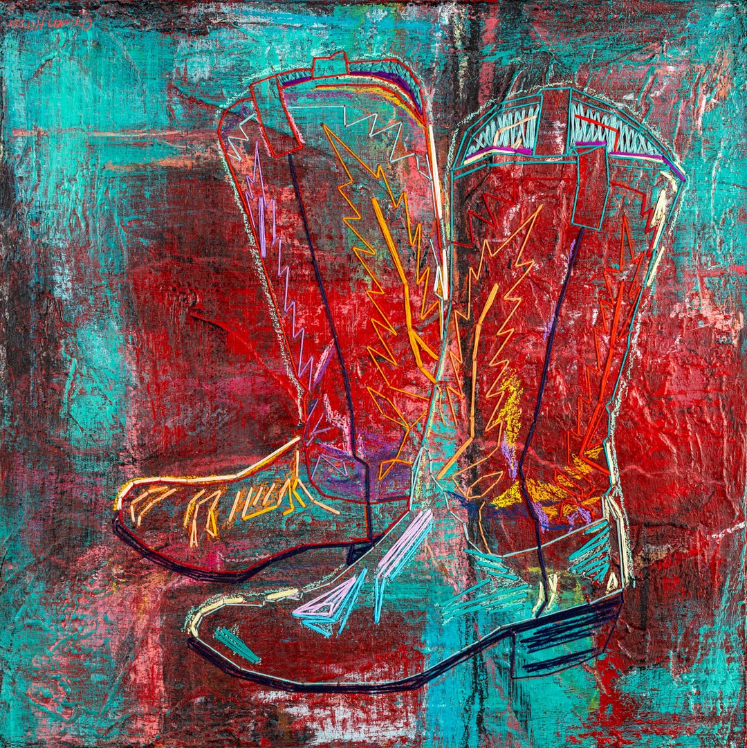 Boot Scootin Painting, Cowboy Boots Painting, Wall Decor, Western Decor ...