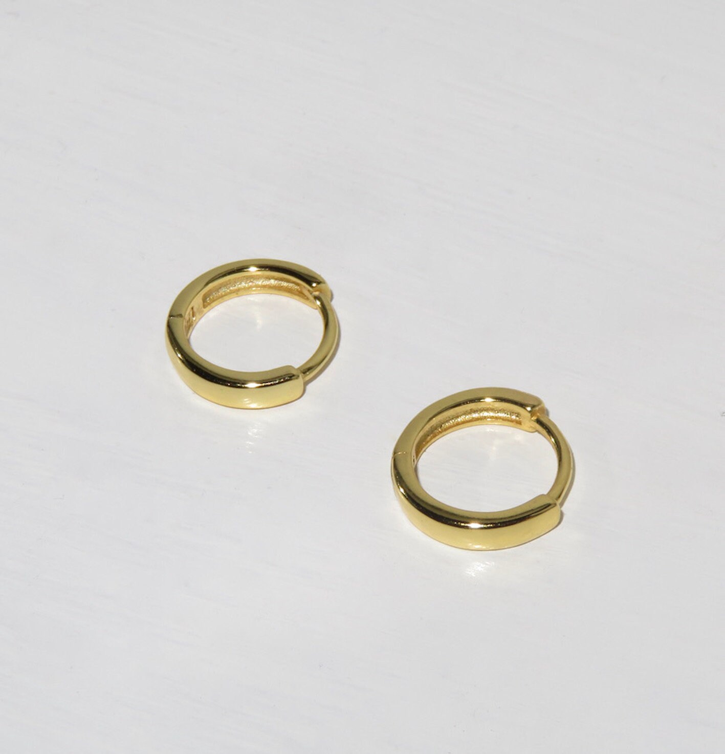 18ct Gold Vermeil Huggie Hoop Earrings – Sterling Silver Hoops, 10mm - Etsy