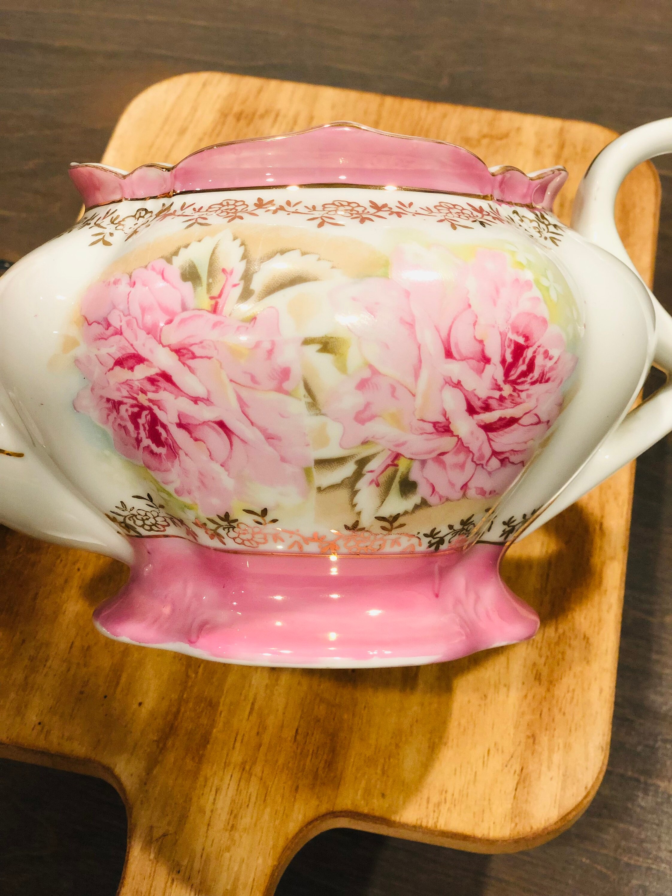 Lefton Cabbage Rose Musical Teapot. Plays memory From Musical cats ...