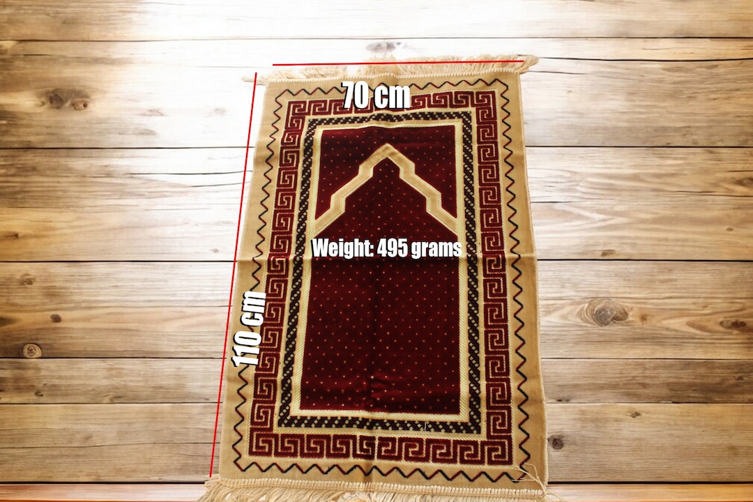 Vintage Islamic Prayer Rug, Classic Red and Gold Prayer Mat, Handmade ...