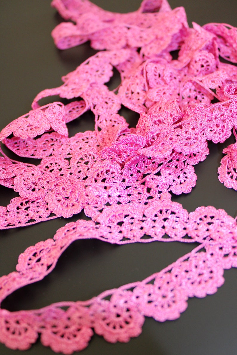 350 Cm Polyester Lace Ribbon Pink Lace Edge Floral Lace - Etsy