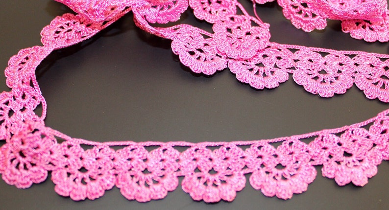 350 Cm Polyester Lace Ribbon, Pink Lace Edge, Floral Lace Edge, Scarf ...
