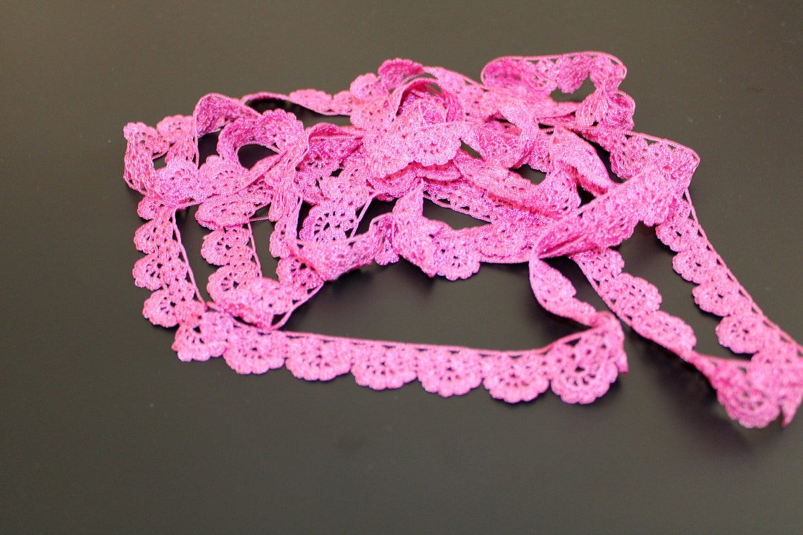350 Cm Polyester Lace Ribbon Pink Lace Edge Floral Lace - Etsy
