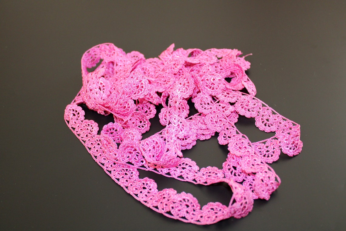 350 Cm Polyester Lace Ribbon Pink Lace Edge Floral Lace - Etsy