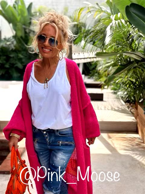 BOHO Peace Love Long Boutique Sweater Cardigan Oversized S M L XL PINK ...