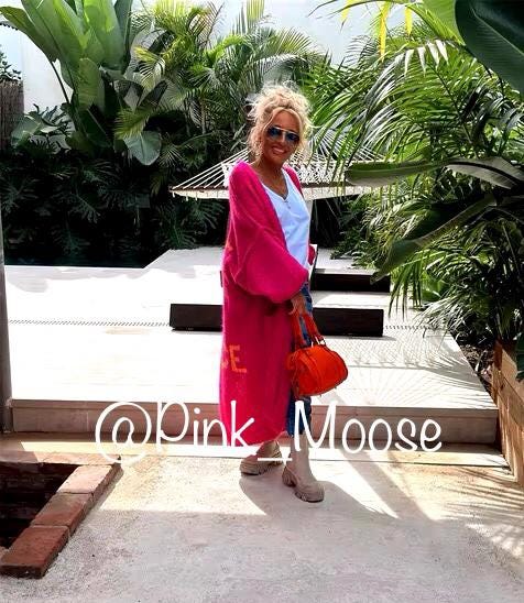 BOHO Peace Love Long Boutique Sweater Cardigan Oversized S M L XL PINK ...