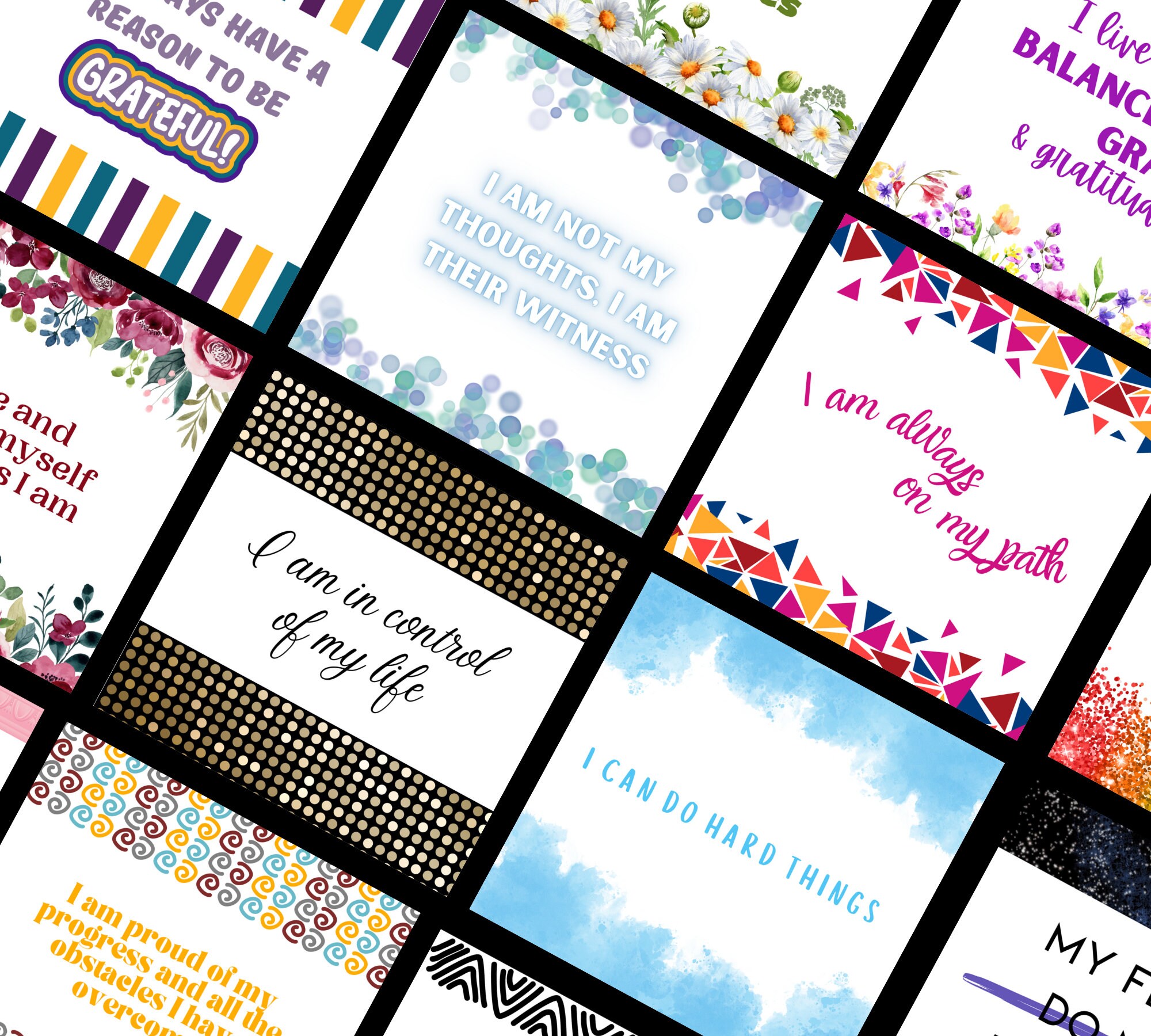 Printable Affirmation Deck | Digital Download | 3.5'' X 3.5'' Colorful ...