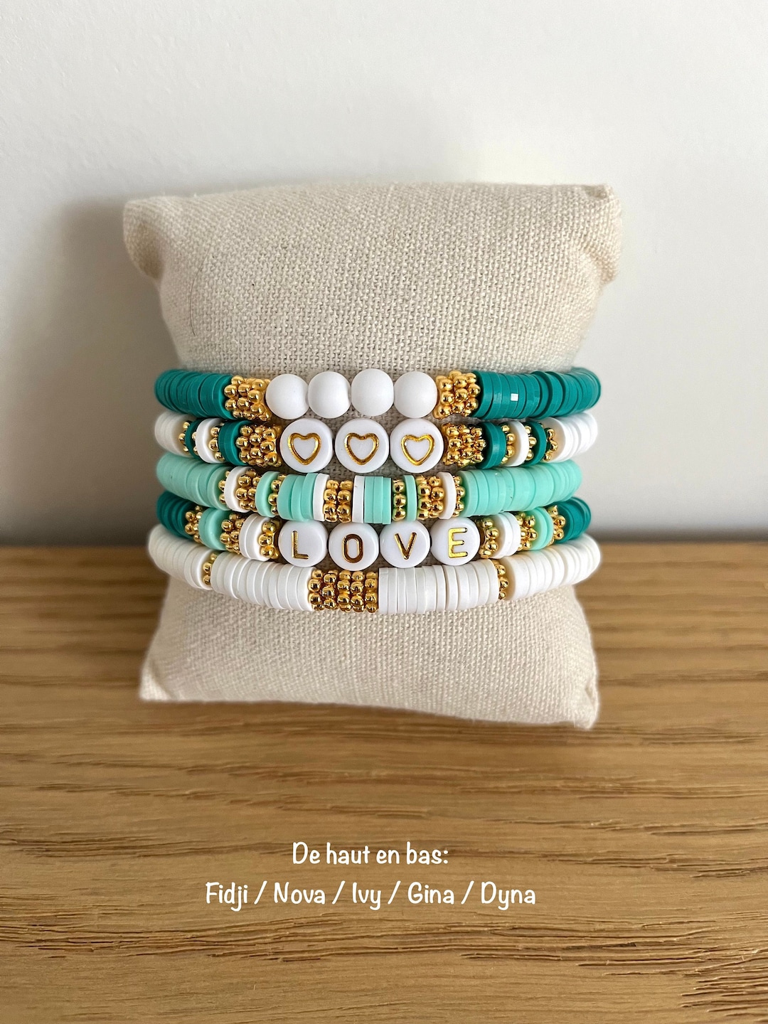 Bracelet en perles Heishi pour femme personnalisable, modèle GINA ...