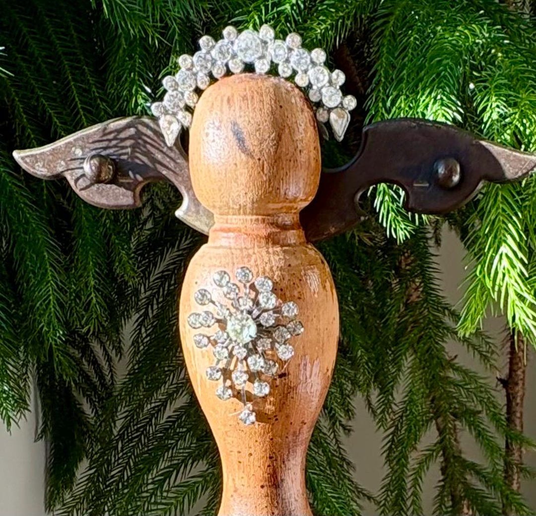 Salvage Angel: Repurposed Rustic Decor, Antique Bobbin Base, Primitive ...