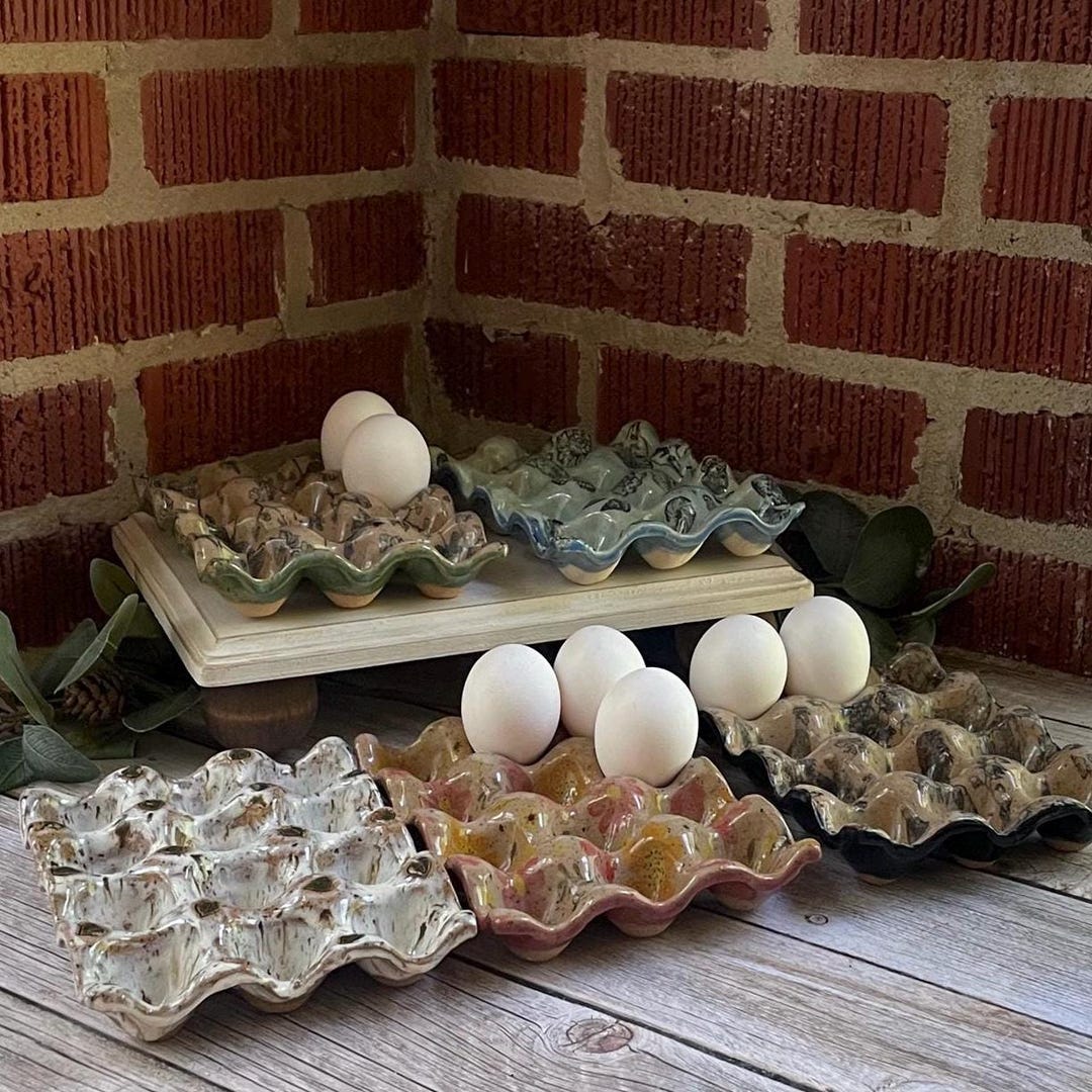 Ceramic Egg Tray, Countertop Egg Holder - Etsy