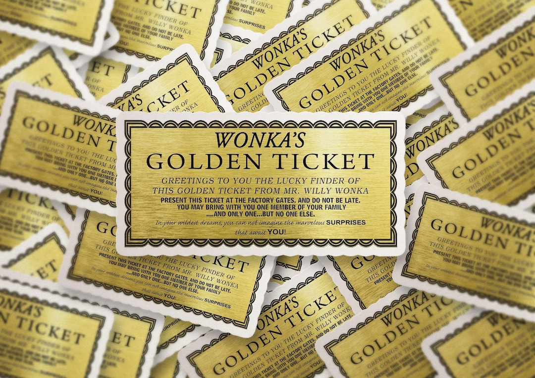 Golden Ticket Sticker | Willy Wonka-inspired Vinyl Decal | Charlie and ...