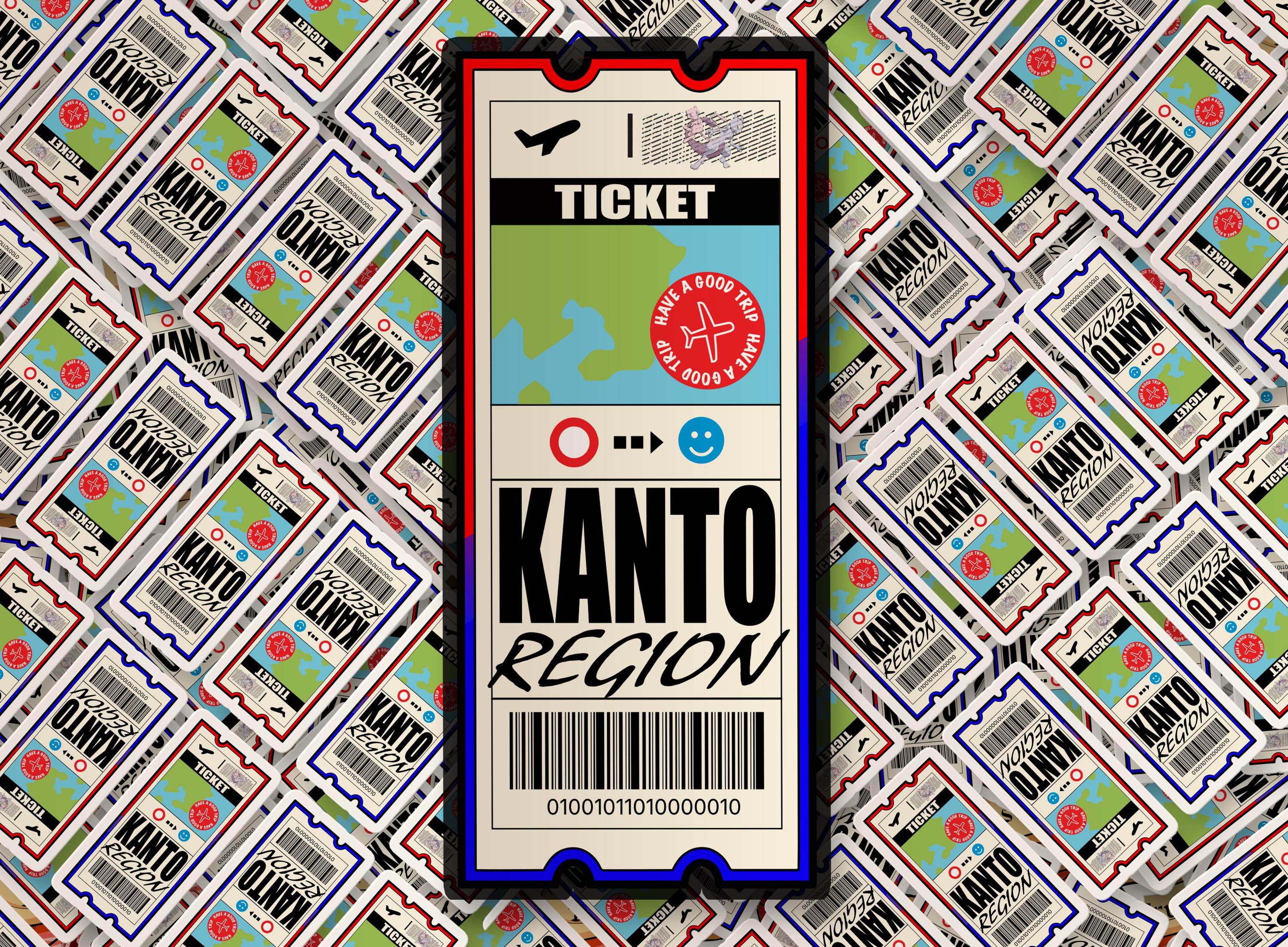 Pokémon Region Ticket Stickers - Kanto, Johto, Hoenn - Vinyl Die Cut ...