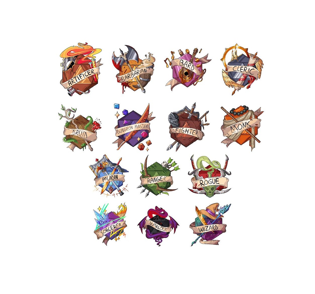 Dnd Class Stickers: Dungeons and Dragons Vinyl Decals - Etsy