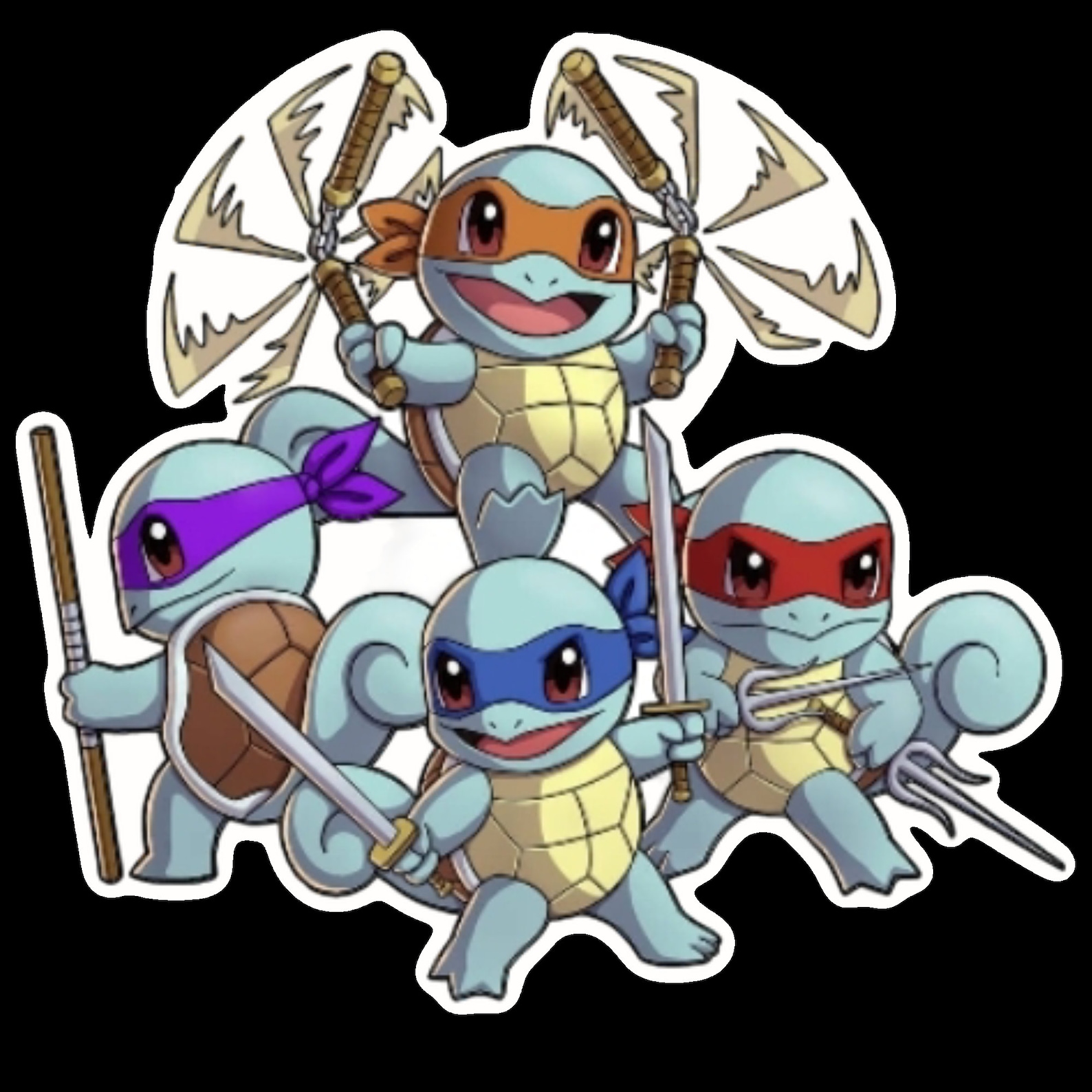 Ninja Squirtles Sticker | Pokemon TMNT Mashup Vinyl Decal | Cute ...