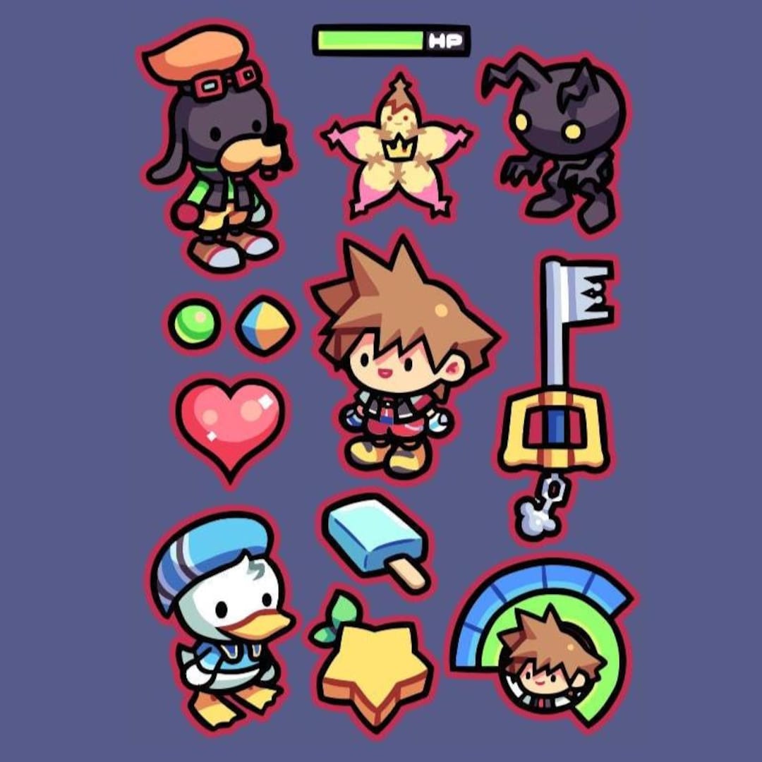 Kingdom Hearts Chibi Vinyl Sticker Sheet – Sora, Donald, Goofy ...