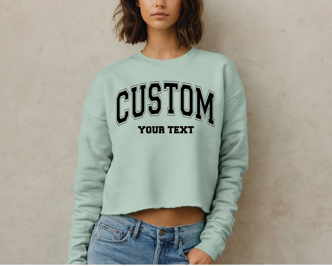 Varsity Cropped Sweatshirt, Personalized College Cropped Sweatshirt, Custom Women's Cropped ...