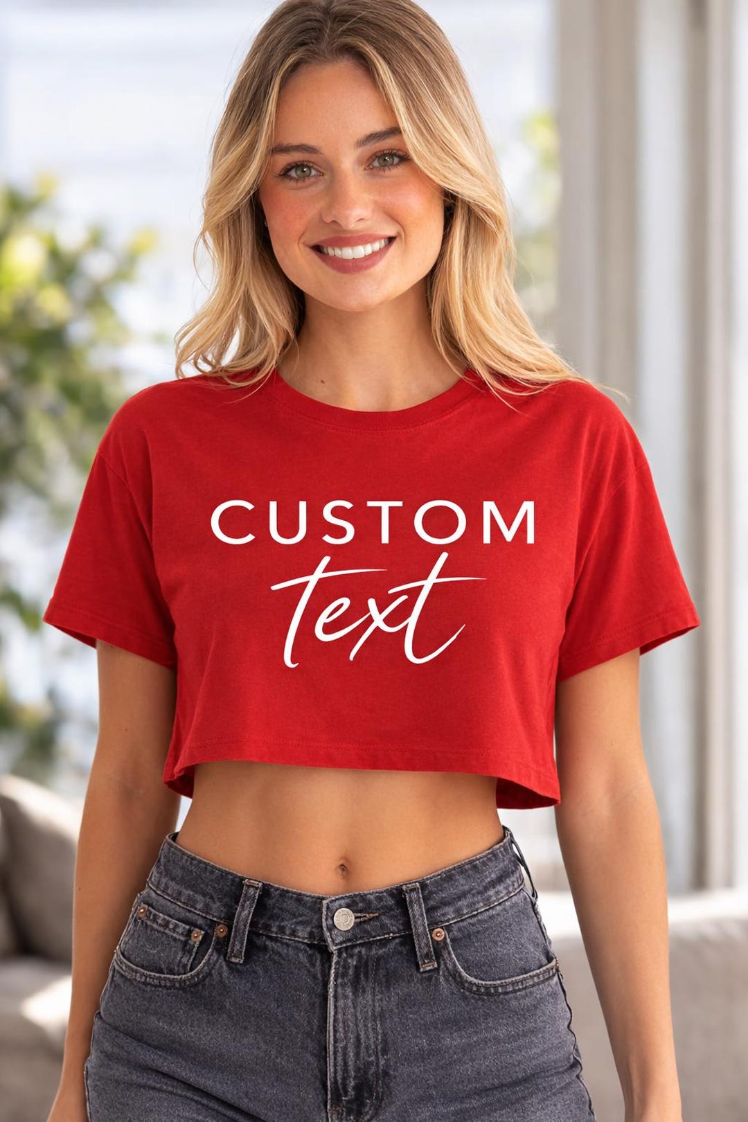 Custom Crop Top: Personalized Logo and Text (lightweight Cotton Blend ...