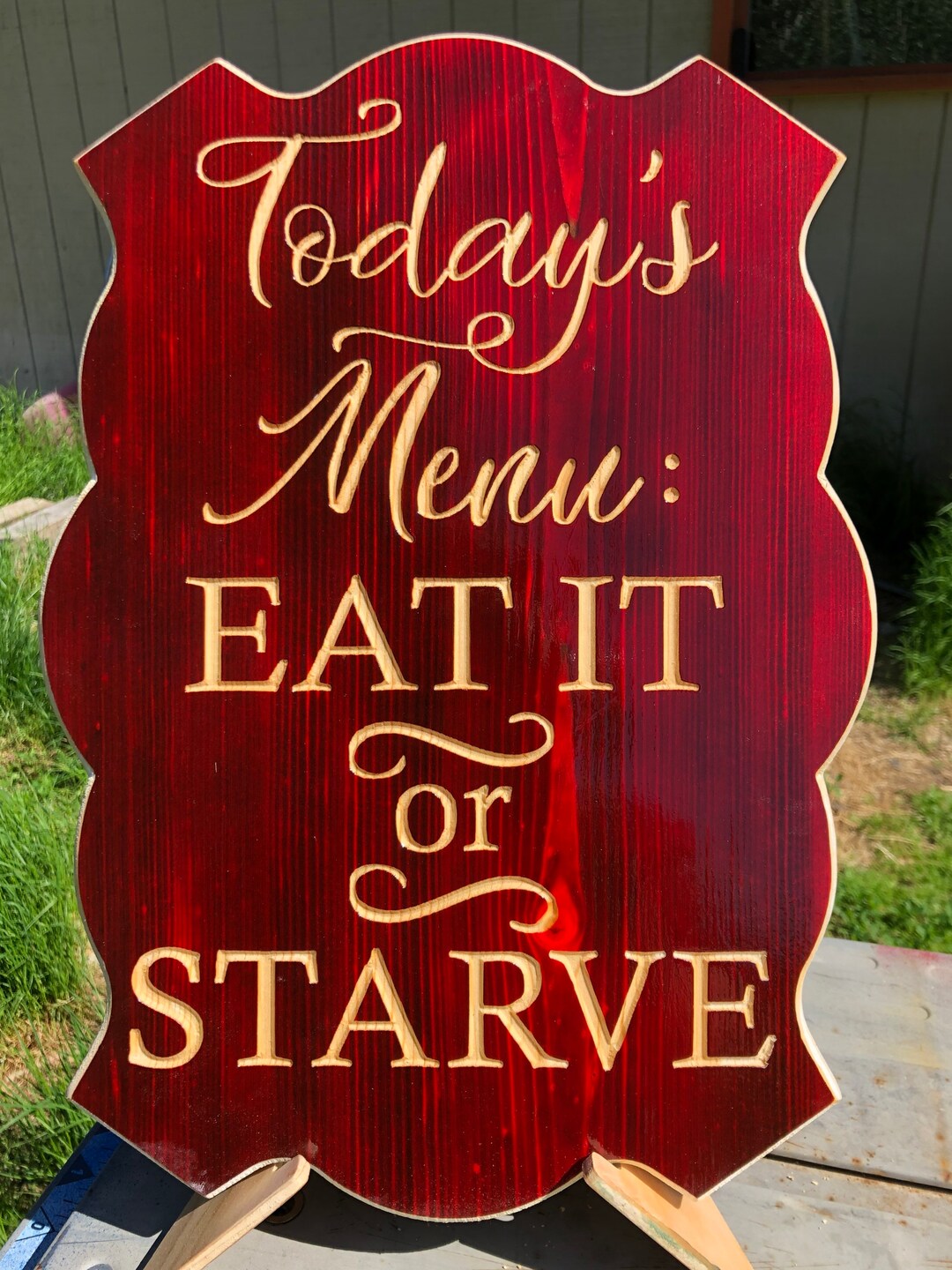 Eat It or Starve Sign – Hand Carved Rustic Kitchen Decor - Etsy