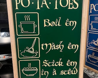 Potato Wood Sign, Hobbit Hole Kitchen, Kitchen Decor, Lotr Fan Gift ...