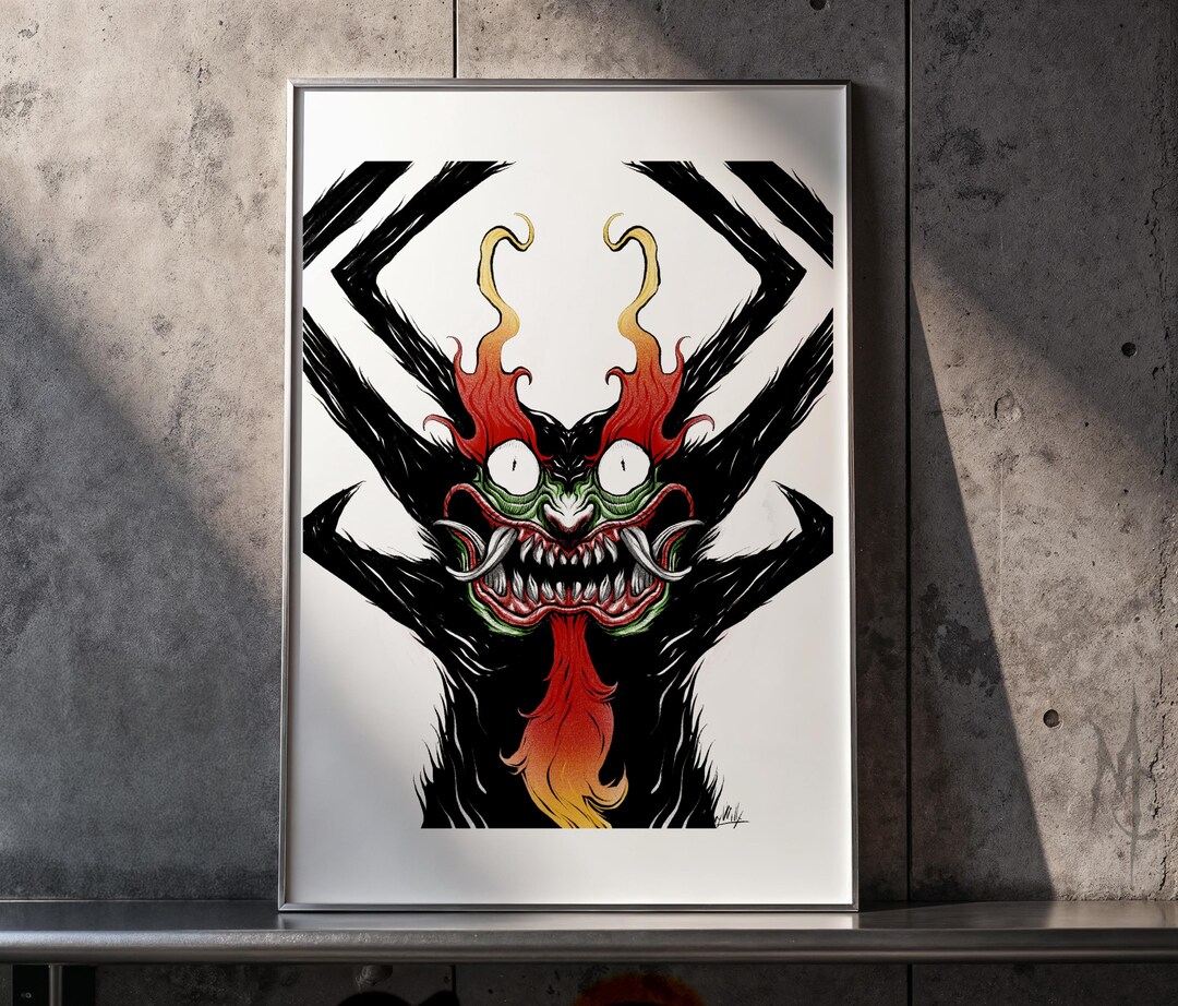 Aku Art Print – Dark Cartoon Villain From Samurai Jack – Gothic Anime ...