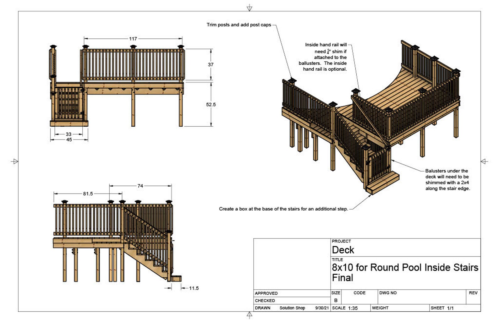 Plans for Above Ground Pool Deck 8x10 18' Round Pool - Etsy