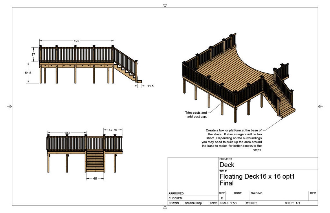 Plans for Above Ground Pool Deck (16x16) 21' Round Pool 54" High - Etsy