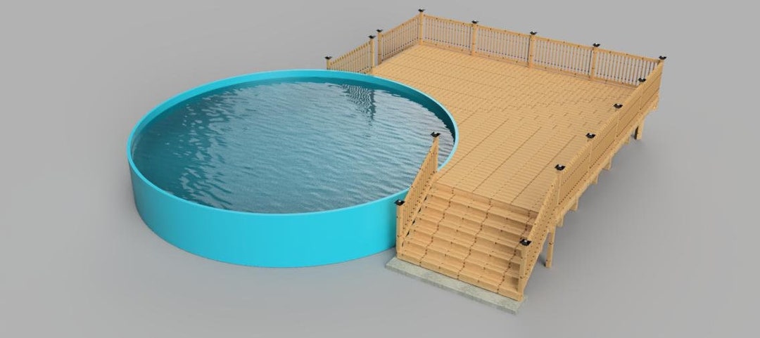 Plans for Above Ground Quarter Round Pool Deck (25'x25') 27' Round Pool ...