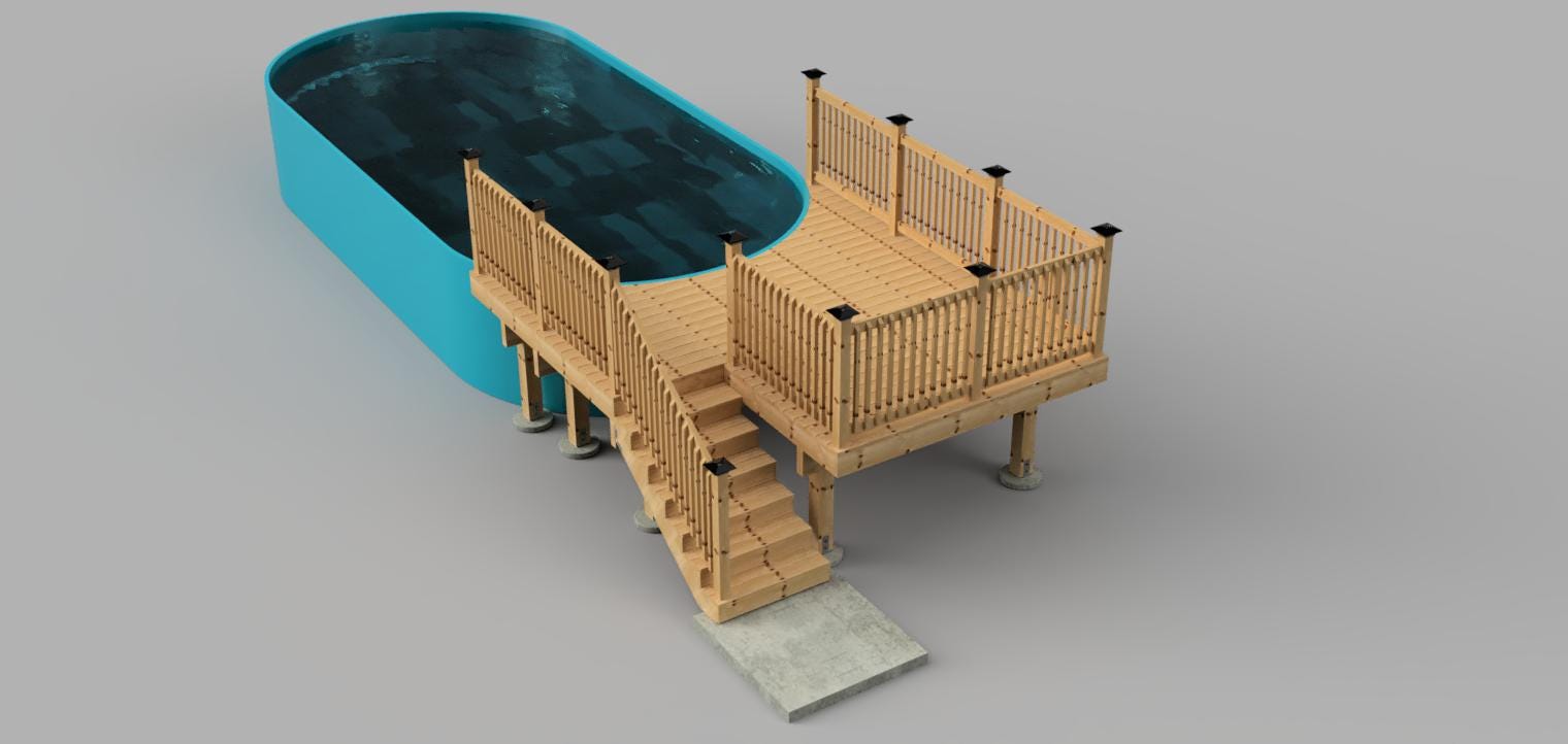 Plans for Above Ground 12x10 Pool Deck for an 12x26 Oval Pool 52" High ...