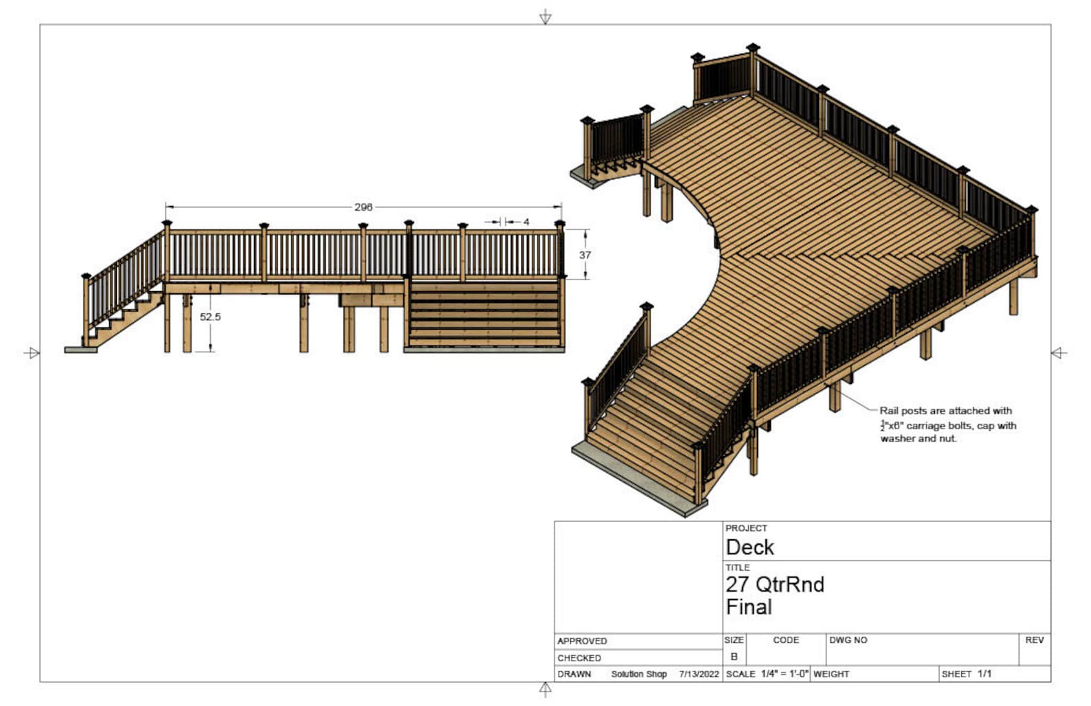Plans for Above Ground Quarter Round Pool Deck (25'x25') 27' Round Pool ...
