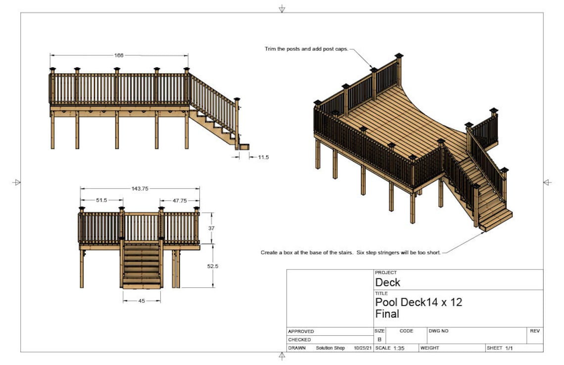 Plans for Above Ground Pool Deck (12x14) 24' Round Pool 52" High - Etsy